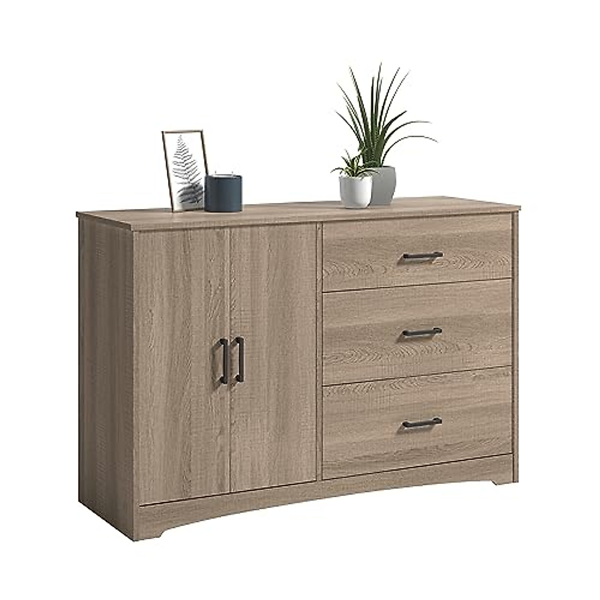 Sauder Beginnings 3-Drawer Dresser Finish Summer Oak, L: 45.0" x W: 15.75" x H: 29.92", Brown Beige Gray Black
