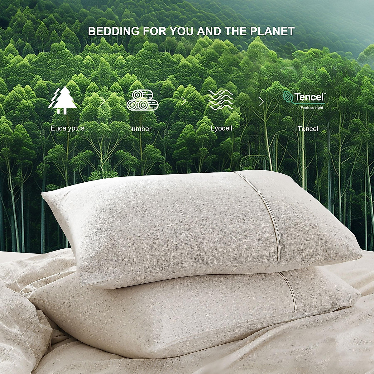 Grassix Linen Duvet Cover King Size - Soft Duvet Cover Set, Breathable Linen Comforter Cover, Luxury Bedding Set for Housewarmings Gift Natural Linen 104"x90"