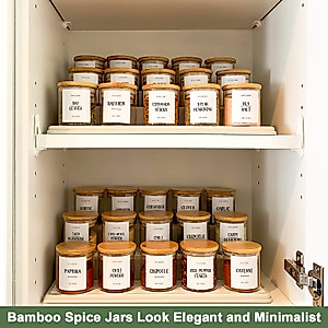 GMISUN Spice Jars with Bamboo Lids, 20 Pack 2.5oz Glass Spice Containers with Labels, Small Empty Round Spice Bottles with Airtight Lids, Mini Clear Minimalist Food Jars & Canisters for Kitchen