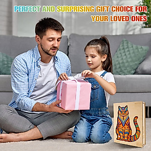 Cat Wooden Jigsaw Puzzles for Adults and Kids, Souhoney Fun Gift for Family and Friends, Unique Laser Cut Whimsy Pieces, Real Wood Animal Shaped Puzzle, Family Games Play Collection 173 PCS