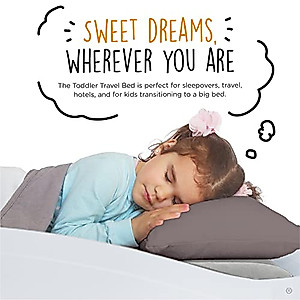 The Shrunks Toddler Travel Bed Portable Inflatable Air Mattress Blow Up Bed for Indoor/Outdoor Camping, Backyard, Hotel, or Home Use Kids/Toddler Floor Bed with Side Bed Rails and Electric Pump Grey
