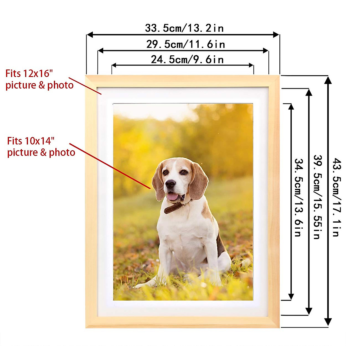 IOOSTAR 12x16 Diamond Painting Picture Frame ，Display Pictures 10 x 14 inch/25x35 cm with Mat or 12 x 16 inch/30x40 cm Without Mat， Diamond Art Photo Frame Natural Solid Wood Color (YNCK0021)