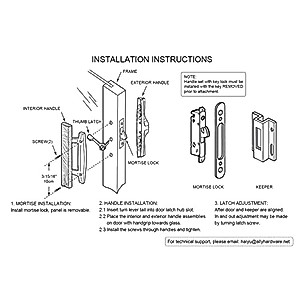 ALLYWASAI Sliding Patio Door Handle Set with Mortise Lock, Face Plate and Keeper, Wood Handle Lock Set Fits Door Thickness from 1-1/2" to 1-3/4", 3-15/16" Screw Hole Spacing, Non-keyed, White