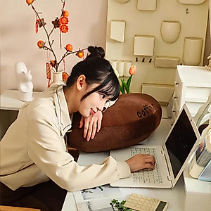 TZMAPU Coffee Bean Plush Pillow, Cute Stuffed Coffee Bean Sofa Cushion, Fruits Doll Toy, Cozy Pillow for Sofa, Office, Cushion, Lounge, Gifts for Kids and Adults（Coffee Color，20inch）