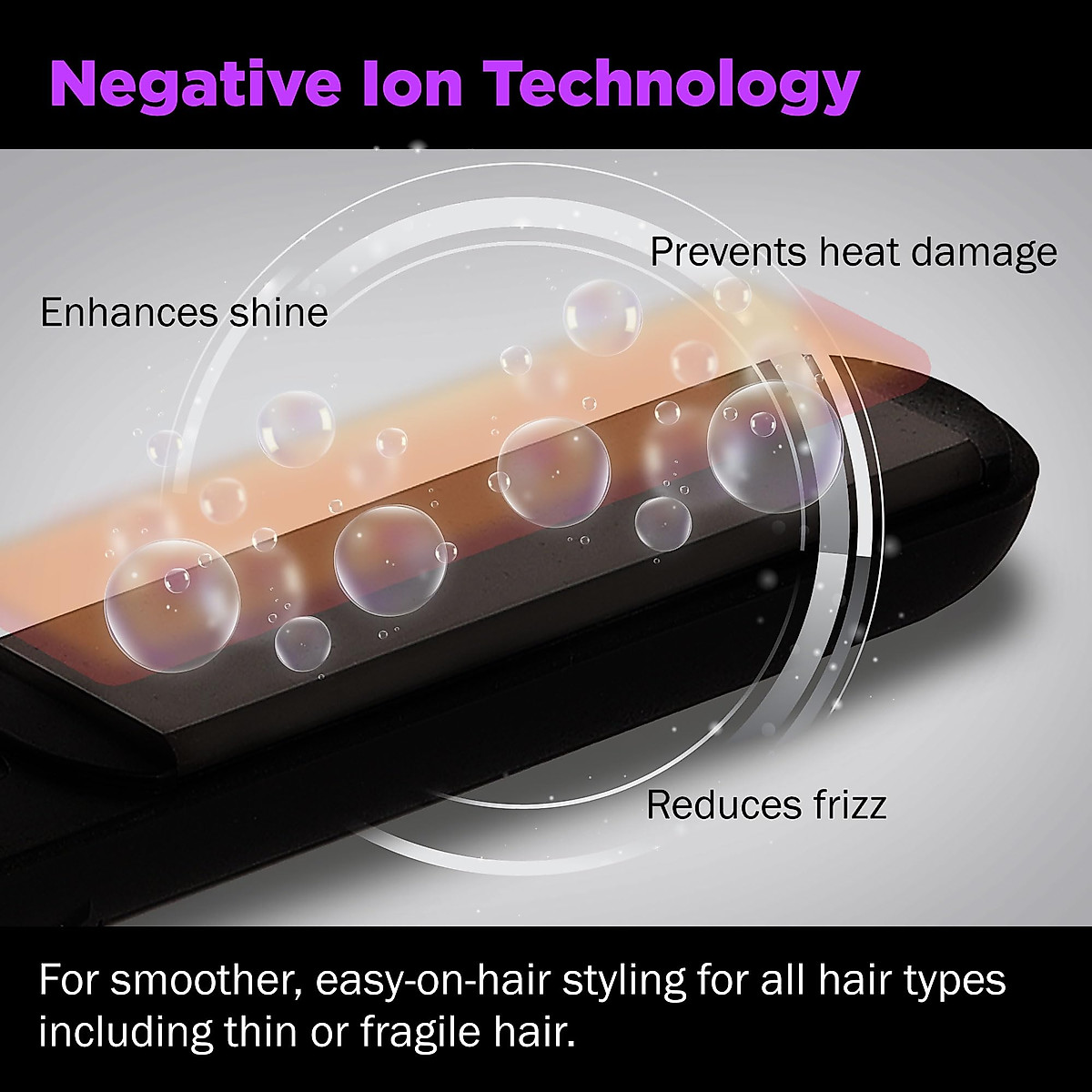 Herstyler Forever Straightening Flat Iron | Travel Friendly Dual Voltage 1.25 inch | Ceramic Hair Straightener For Silken Hair | Negative Ion Technology To Fight Frizz | Beautiful In Black