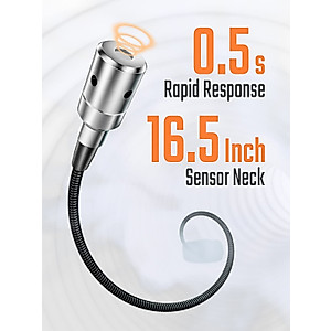 Natural Gas Detector, TopTes PT520A Gas Leak Detector with 17-Inch Gooseneck, Locating The Source of Propane, Natural Gas, and Combustible Gas Leak for Home and RV (Includes Battery x3) - Orange