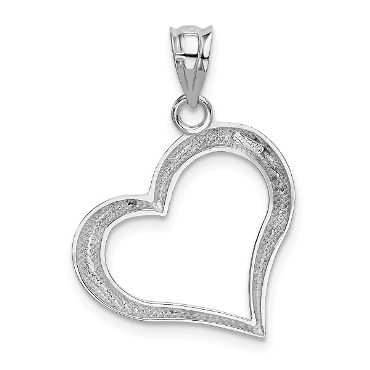 IceCarats 14K White Gold Heart Necklace Love Pendant Charm 25mm x 19mm Only