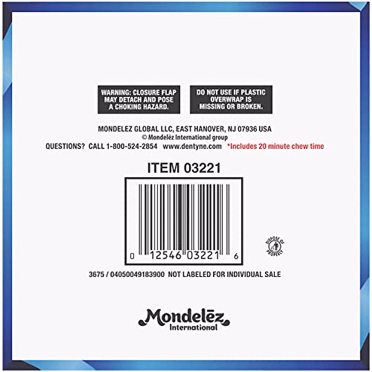 Dentyne Ice Peppermint Sugar Free Gum, 4 Bottles of 60 Pieces (240 Total Pieces)