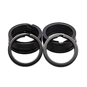Shapenty 1 Inch/25mm Diameter Metal Flat Split Key Chains Rings for Home Car Keys Attachment (Black,10PCS/Box)