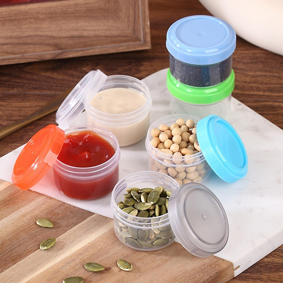Condiment Containers with Lids Reusable Leakproof Salad Dressing Containers Small Food Storage Cups Leakproof Dipping Sauce Cup Leakproof Dipping Sauce Cup Stackable Salad Dressing Containers