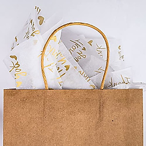 MR FIVE 200 Sheets Gold Thank You Tissue Paper Bulk,20" x 14",Gold Thank You Tissue Paper for Packaging,Small Business,Gold Tissue Paper for Weddings,Graduation,Birthday,Thanksgiving (White)