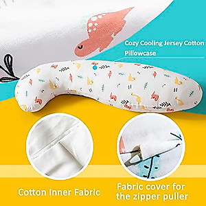 BYRIVER 35" Contour Cooling Cute Body Pillow for Kids Girls Boys Toddler, Child Hug Pillow for Sleeping, Nursery Pillow for Baby, Washable Cotton Dinasour Pillow Cover, Gifts for Kids (KL)