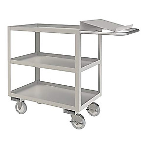 Durham SOPC1618303ALU5PU Stainless Order Picking Cart, 3 shelves