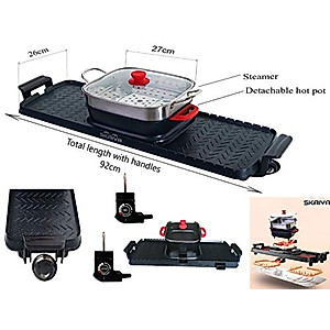 SKAIVA 3 in 1 Electric Smokeless Grill and Hot pot with Steamer - Non-Stick Detachable KBBQ Hotpot Grill Combo, Indoor Korean Bbq Grill Shabu Shabu Hot Pot Electric Grill