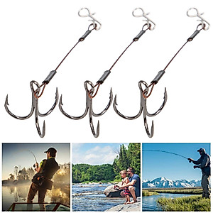 Natudeco No. 6 Triple Fishing Hooks, 6Pcs Tackle Treble Hooks Kit Reusable Barracuda Hook with Barbed Tips for Catching Barracuda and Other Large Fish