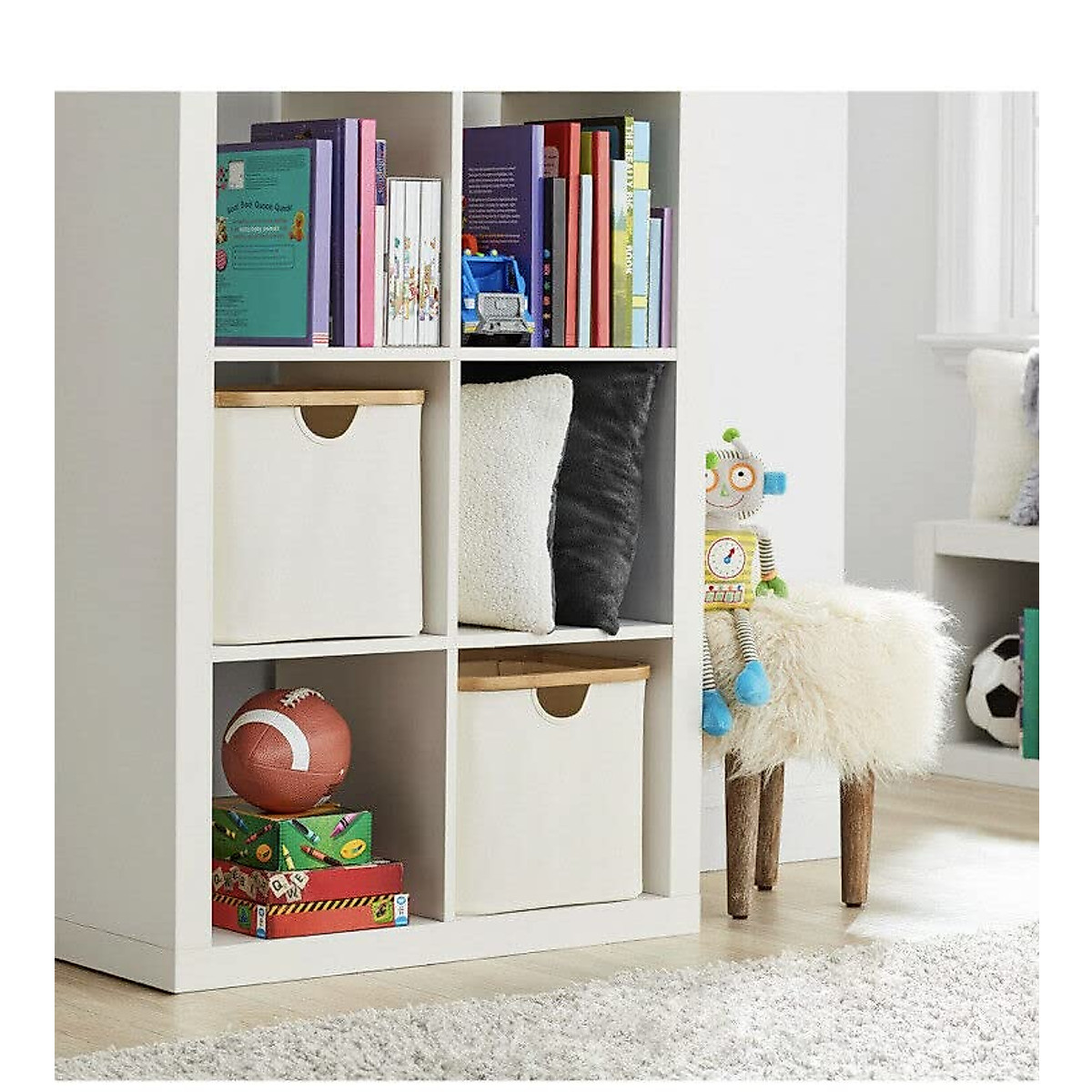 CLOSET COMPLETE 2 pack folding cube organizer with real bamboo rim (Beige)