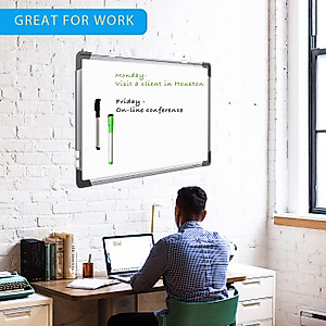 Dry Erase White Board 12" x 16" Hanging ,8 Magnetic Markers ，6 Magnets,Portable Writing, Drawing & Planning Small Whiteboard Easy to Clean Wall Whiteboard for Office School, Kids, Home