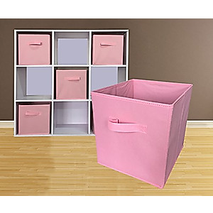 Sodynee Foldable Cloth Storage Cube Basket Bins Organizer Containers Drawers, 6 Pack, Pink