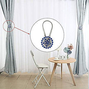 uxcell 2 Pack Magnetic Curtain Tiebacks 15 Inch Curtain Holdbacks Window Tassels Tie Backs Clips Decorative Rope Curtain Holdback Holder, Blue