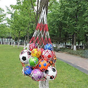 Wendy Mall White Red Basketball Storage Bag Football Soccer Sports Ball Mesh Net Nylon Bag Large Size Ball Carry Bag