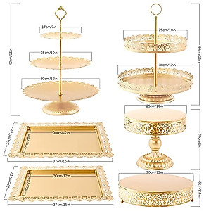 GMWD 6 Pcs Gold Cake Stands Set, Cake Pedestal Display Table Tiered Cupcake Holder Candy Fruite Dessert Plate Decorating for Wedding Birthday Party Baby Shower Celebration