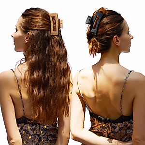 Nalodu Rectangle Hair Claw Clips Large 4 Inch Matte Square Clear No Slip Big Jaw Clip Multi-Colored for Thick Hair Women, 6 Pack