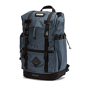 GOBI Getaway Men Woman Unisex Heavy Duty Hiking Travel Carry-On Laptop Backpack, Gunmetal Blue Color With Black Webbing