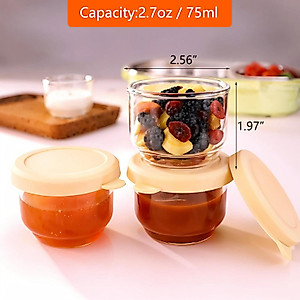 Matifaner Salad Dressing Container To Go, 2.7 oz Glass Small Condiment Container with Lids, Dipping Sauce Cups for Lunch Box, Leakproof Reusable Sauce Containers, Salad Jars Meal Prep (2.7oz×4pcs)