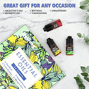 Essential Oils Set, 24 Scents Fragrance Oil for Candle Soap Making, Long Lasting Natural Essential Oil for Diffuser, Humidifier, Scented Oils for Body Massage, DIY Candle Making, 6ml/0.25fl.oz Each