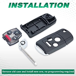 Beefunny Flip Remote Key Shell Case Fob 4B for Honda Accord Civic Pilot with Button Pad (Key Shell)
