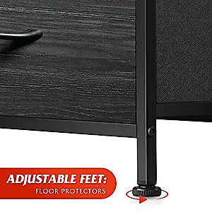 WLIVE Fabric Dresser for Bedroom, Tall Dresser with 8 Drawers, Storage Tower with Fabric Bins, Double Dresser, Chest of Drawers for Closet, Living Room, Dormitory, Charcoal Black Wood Grain Print