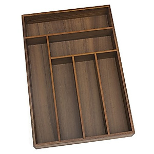 Lipper International 1078 Acacia Wood Deep Flatware Organizer with 6 Compartments, 11-3/4" x 17-1/2" x 2-1/2"