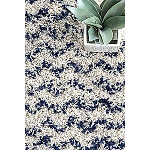 nuLOOM Cuellar Chevron Shag Area Rug, 5' x 8', Navy