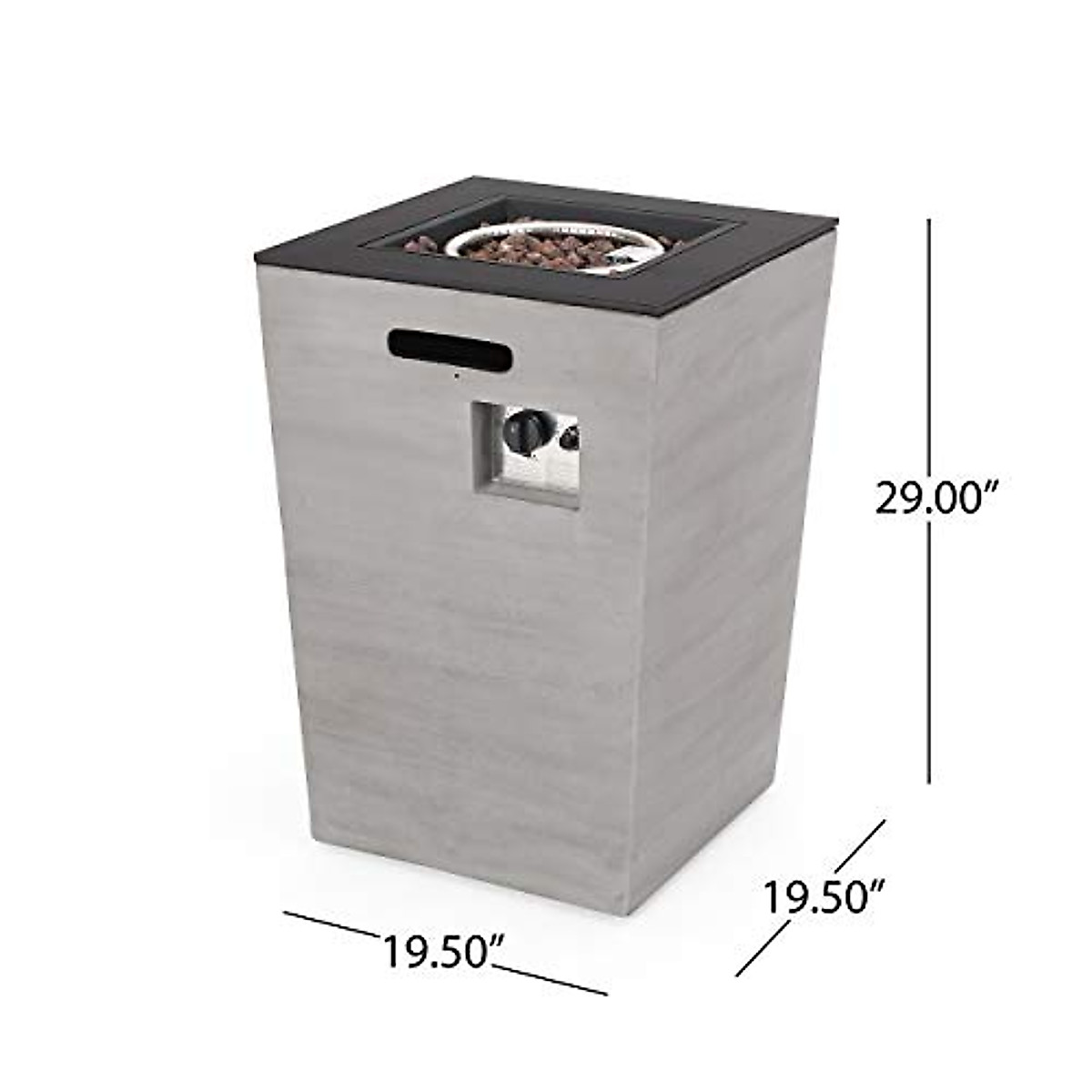 Megan Outdoor Modern 19.5-Inch Fire Column, Dark Gray and Gloss Black