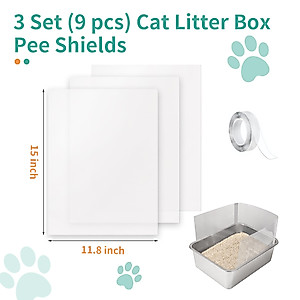 Vehipa 3 Set Stainless Steel Litter Boxes Large Metal Litter Boxes with Litter Box Pee Shields and Metal Cat Litter Scoops for Cats Rabbits, Non Stick Smooth Surface and Rustproof 17.5 x 13.6 x 5.9