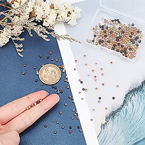 PH PandaHall 360pcs 3mm Spacer Beads 6 Colors Smooth Beads 14K Gold Beads Little Round Beads Seamless Ball Beads Long-Lasting Spacers for Summer Hawaii Layered Necklace Bracelet Jewelry Making