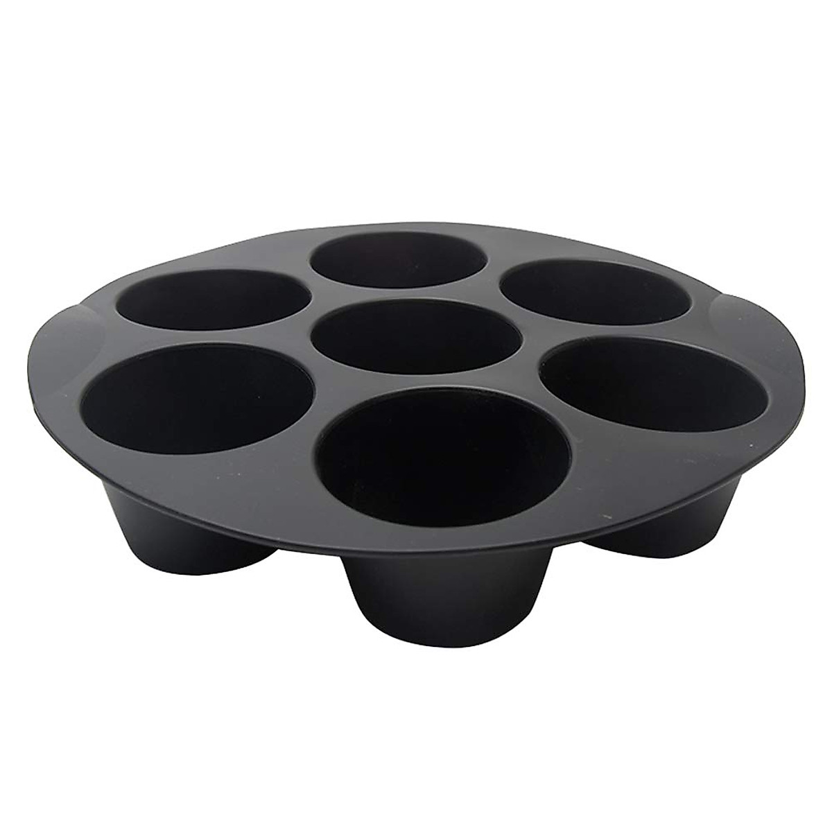 Silicone Muffin Cake Cups, 7Cup Non-Stick Muffin Cupcake Tin Tray Baking Mould for 3.5-5.8 L Air Fryer Accessories,Chocolate Universal Cake Cups