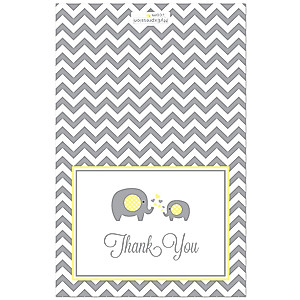 MyExpression.com 50 Cnt Grey Yellow Chevron Elephant Baby Thank You Cards