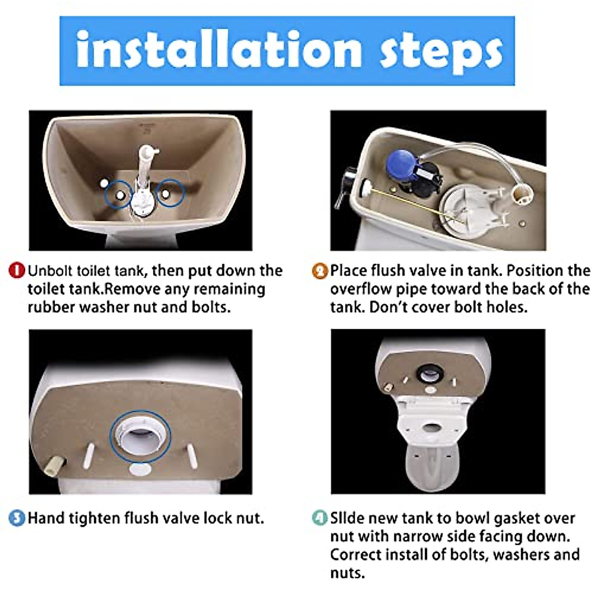 3-Inch Toilet Flush Valve Replacement 2-piece Toilet Tank Parts with Gasket and Bolts Fit for American Standard 738921-100.0070A Easy to Install High Performance Water-Saving