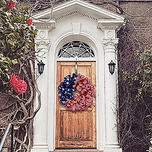Summer Patriotic Independence Day Wreath, Memorial Day Wreaths for Front Door, Festival Celebration Farmhouse Wreaths, All Season Welcome Sign Door Hangers (Red)