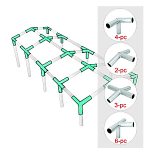 INS Import Canopy Fittings Kit Low Peak Frame Carport Connectors, Full Set for 6, 8, 10 Legs, Choose Size (for 10 Legs)