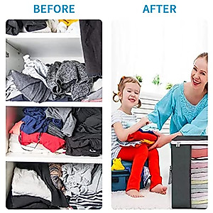 90L Storage Bags,6 Pack Clothes Storage Bag,Containers Foldable Blanket Storage Bags with Reinforced Handles And 2 Sturdy Zipper, Storage Containers for Clothing, Blanket, Comforters, Toys, Bedding (grey)