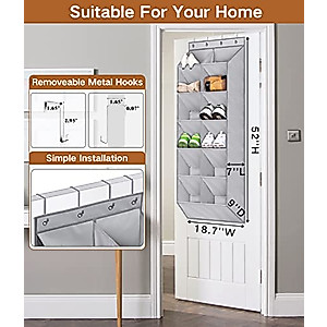 SLEEPING LAMB Hanging Shoe Organizer for Closet, Over The Door Shoe Rack Fit Narrow Door for 12 Pairs Sneakers, Boots, Grey