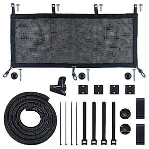 OASHISU 26 Inch Polyester Under Desk Cable Manager Stretch Mesh Net Cord Organizer Elastic Cable Raceway Tray Management for Cords Power Strip with Cord Protector Cable Clips Cable Ties