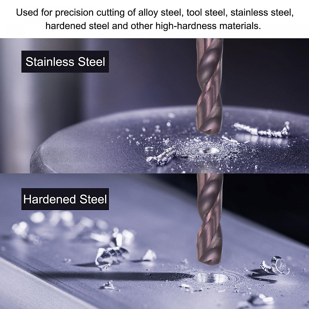 uxcell Carbide Twist Drill Bits 1.3mm, DIN K45 Tungsten Carbide AlTiSin Coated Jobber Drill Bits Straight Shank Drilling Cutter for Stainless Steel Alloy Steel