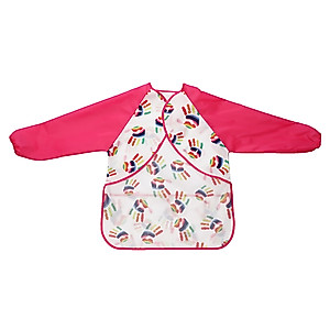 2 Pack Art Smock for Kids Artist Smock Waterproof Painting Aprons for Play, Classroom, Community Event, Crafts & Art Painting Activity for Toddlers and Children 2-7 Years (handprints)