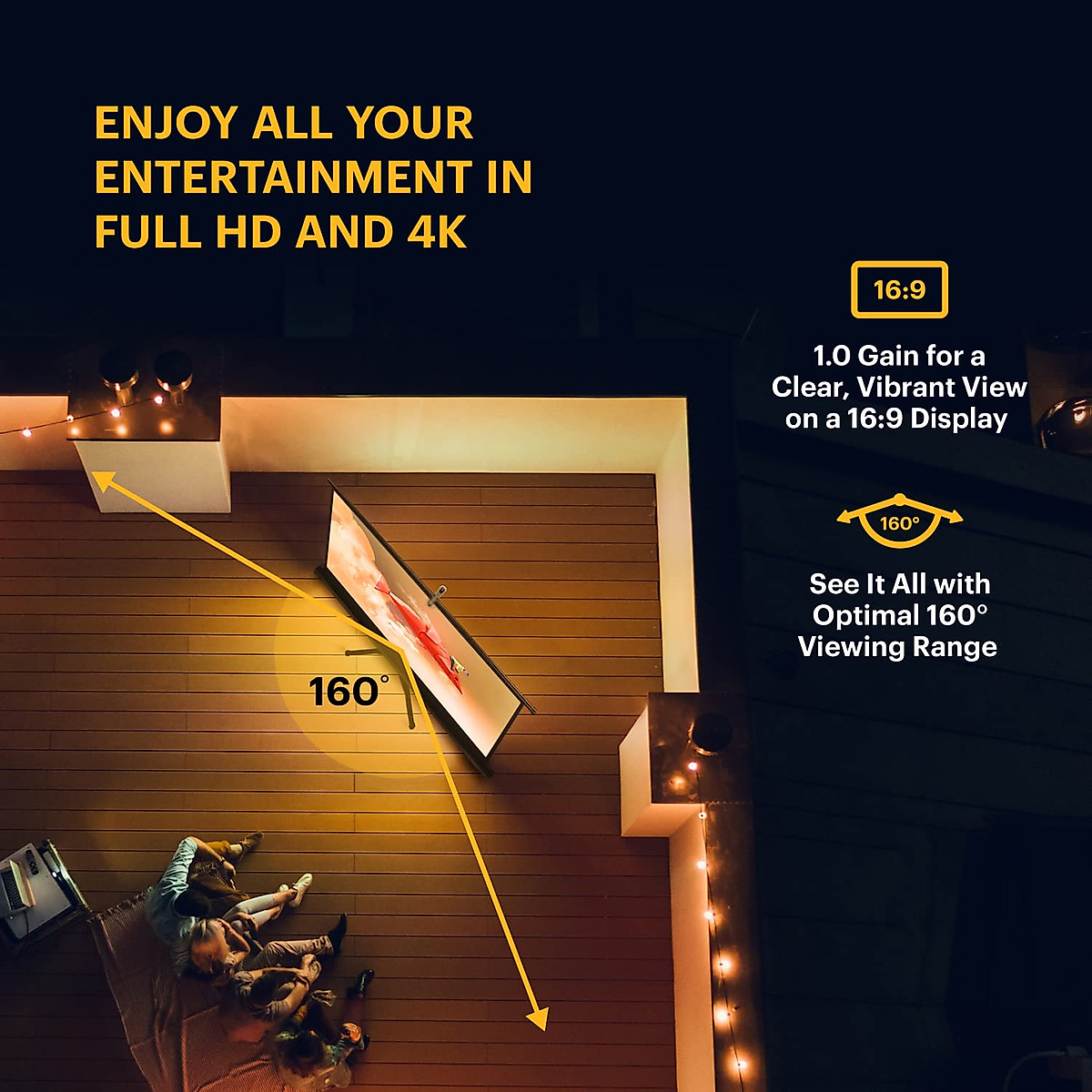 KODAK 60 Inch Projector Screen with Stand | Pull Down Projection Backdrop for Outdoor & Indoor Movies with Adjustable Tripod, White Matte Fabric Material & Storage Carry Case | Lightweight & Portable