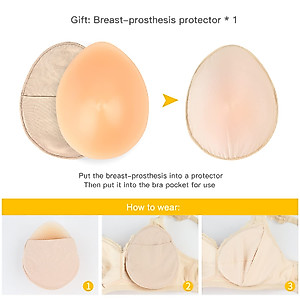 ONEFENG One Piece Waterdrop Silicone Breast Forms Mastectomy Prosthesis Concave Bra Pad Breast Ehancers