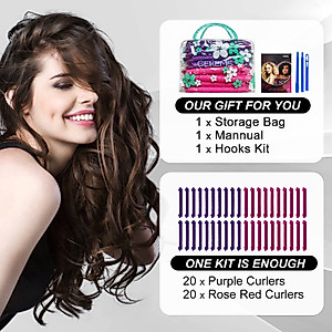 40pcs No Heat Hair Curlers Heatless Spiral Curlers with Styling Hooks 22inch/55cm Magic Hair Rollers No Heat Damage DIY Styling Kit for Women Kids Long Medium Hair