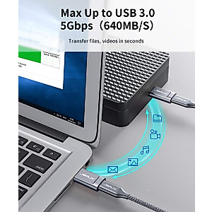 JSAUX USB-C to USB 3.0 Adapter(2 Pack), Type-C Female to USB-A Male Adapter, USB C 3.1/3.0 Converter Support Data Transfer & Stable Charging for Laptop, Chargers, Power Bank, iPhone 15 14 13 12